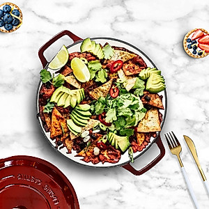 EDGING CASTING Enameled Cast Iron Dutch Oven Pot With Lid, Dutch Oven for Sourdough Bread Baking Round Pot Dule Handle, 6 Quart, Wine Red