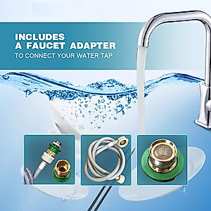 Portable Countertop Dishwasher, 5 Washing Programs, 3D Cyclone Spray, Built-in 3-Cups Water Tank, Vegetable and Fruit Cleaning with Basket,High Temperature, Air Drying Lights, Faucet Adapter Included