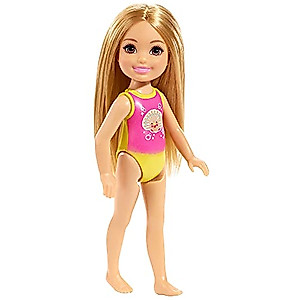 Barbie Club Chelsea Beach Doll, 6-inch, Pink and Yellow Sea Shell Bathing Suit