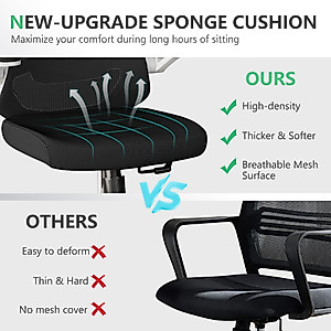 balmstar Desk Office Chair, Ergonomic Comfy Office Chairs, High Back Gaming Chair with Wheels, Home Mesh Computer Chair-350LBS Capacity, Lumbar Support, Adjustable Headrest, Flip-up Armres