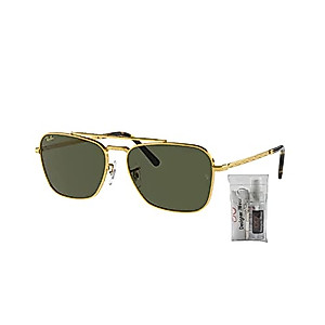 Ray-Ban New Caravan RB3636 919631 55MM Legend Gold/Green Square Sunglasses for Men for Women + BUNDLE With Designer iWear Eyewear Kit