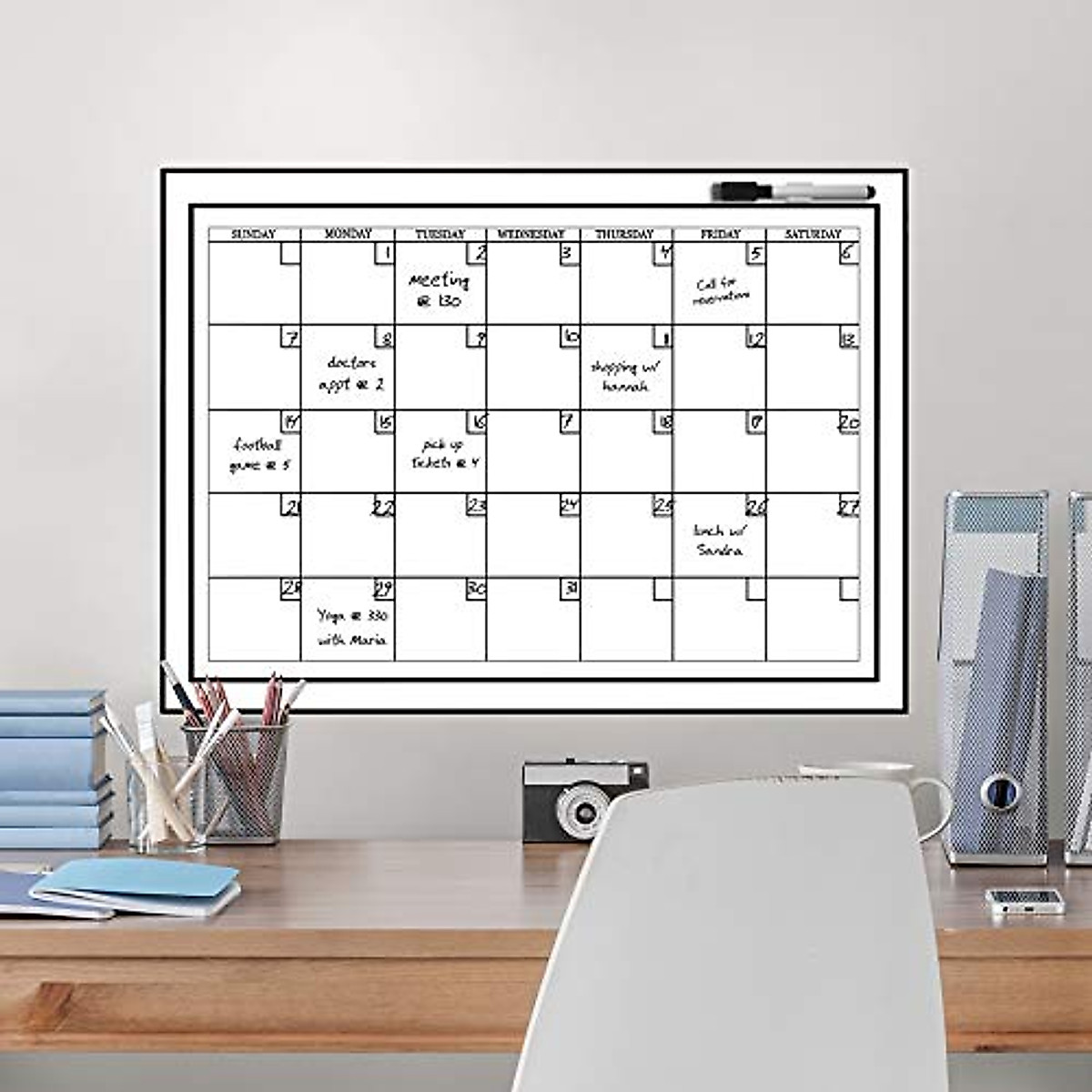 WallPops WPE0447 Large Monthly Dry Erase Calendar Decal, White & Off-White