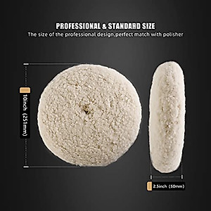 SPTA 8" (200mm) Wool Buffing Pad, Double Side 100% Natural Wool Pad with 5/8-11 Thread for 2-Sided Compound Cutting and Polishing for Automotive, Marine and Epoxies