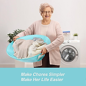 27" Pop Up Laundry Hamper, HEON Collapsible Laundry Basket for Dirty Clothes Dryer & Washer Removal, Foldable Laundry Basket Portable Clothing Hamper Carrier for Mom Dad Wife Husband Friends(Cyan)