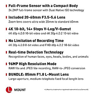 Panasonic LUMIX S5 Full Frame Mirrorless Camera (DC-S5KK) with LUMIX S Series 85mm F1.8 L Mount Interchangeable Lens (S-S85)