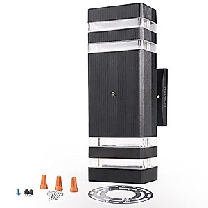 Dusk to Dawn Outdoor Wall Lights Fixture 2 Pack Up and Down Porch Lights Modern Exterior Light Fixtures IP65 3000K Warm White Aluminum Housing for Front Porch, Patio, Garage (Include GU10 Bulbs)