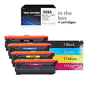 508A Toner Cartridge Set 4-Pack: Compatible for HP 508A 508X CF360X CF360A Color M552dn M553dn M553n M553x MFP M577 M553 Toner Printer Ink ( CF360A-Black, CF361A-Cyan, CF362A-Yellow, CF363A-Magenta)