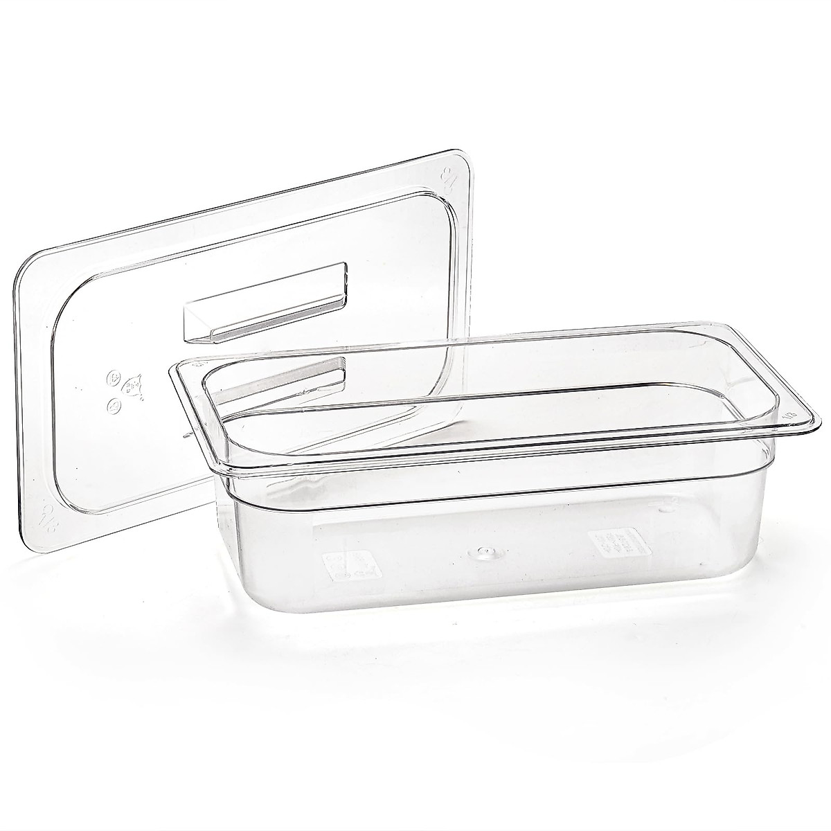 Bekith 6 Pack Plastic Clear Food Pans with Lids, 1/3 Size 4 Inch Deep Stackable Commercial Polycarbonate Pans for Kitchen Restaurant Food Prep, Freezer-Safe