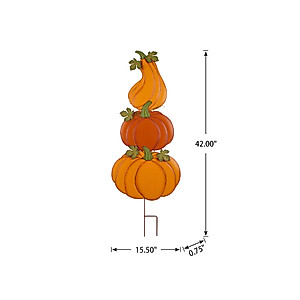 Glitzhome 42" H Fall Decorative Yard Signs with Stakes, Metal Pumpkins Garden Yard Stake for Home Lawn Yard Pathway Front Door Fall Harvest Thanksgiving Wall Hanging Decor