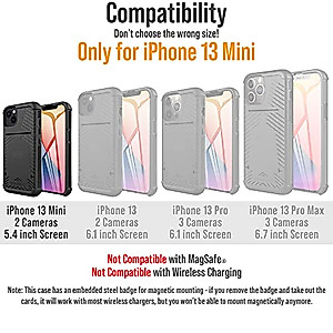 Scooch iPhone 13 Mini Case with Card Holder [Wingmate] iPhone 13 Mini Wallet Case with RFID Protection [Slim & Minimal] 10-Foot Drop Protection, Magnetic Back for Car Mounts, Black