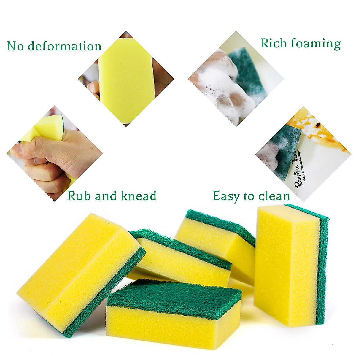 GWZiehory 48 Pack Dish Sponge for Kitchen,Individually Wrapped Sponges,Non-Scratch Dual Sided Dish Scrubber for Dishwashing and Household Cleaning