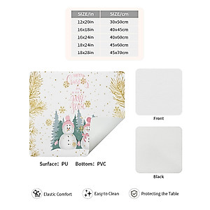 Coffee Mat for Counter,Merry Christmas Happy New Year Pink Snowman Gold Snowflake Absorbent Hide Stain Coffee Bar Mat,Non-slip Coffee Bar Accessories Kitchen Drying Mat Fit Under Coffee Maker