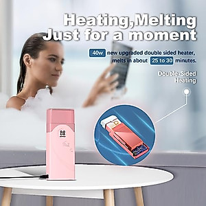 Roll On Wax kit,Waxfans Roll On Wax Warmer for Hair Removal,Waxing Kit for Sensitive Skin,at Home Waxing Kit for Women men,Soft Wax Heater for Larger Areas of the Body(pink)