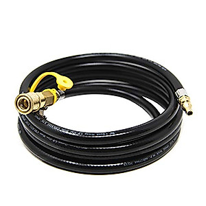 GasOne 2140-012 Extension-1/4 Male Flow Plug 12 ft, RV Quick Connect Propane Hose, Black