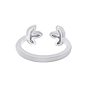 Natural Diamond Accent Open Leaf Wedding Band Ring in 14k White Gold Plated 925 Sterling Silver (0.05 Cttw, I-J Color, I2-I3 Clarity) Ring Size-7