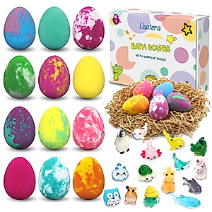 Bath Bombs for Kids with Toys Surprise Inside, Kids Bath Bombs Gift for Birthday Christmas, 12 Pcs Children Bubble Bath Fizz Dino Egg Gift Set for Mother Day and Party Favor for Girls and Boys