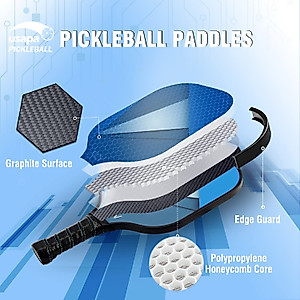 Disc Golf Set 12 PCS Flying Discs with Blue Bag & Pickleball Set with Net (Graphite Pickleball Paddles)