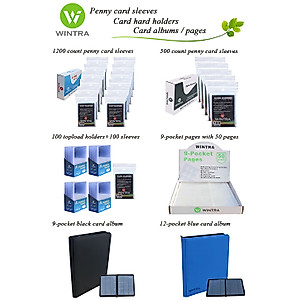 WINTRA 100 Count Semi-Rigid Card Holder with 100 Pack Penny Card Sleeves, Quality Card Submission Card Sleeves Protectors