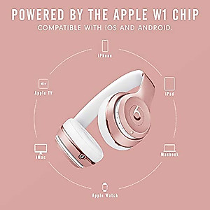 Beats Solo3 Wireless On-Ear Headphones - Apple W1 Headphone Chip, Class 1 Bluetooth, 40 Hours of Listening Time, Built-in Microphone - Rose Gold (Latest Model)