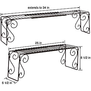 Expandable Scroll Metal 1 shelve,Over The Sink Shelf - Black