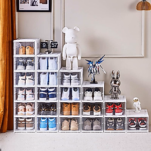 HMA Pro 6-Tier Foldable Plastic Shoe Organizer, Max Shoe Size 13, Transparent, Contemporary Style, Easy Setup, Bedroom