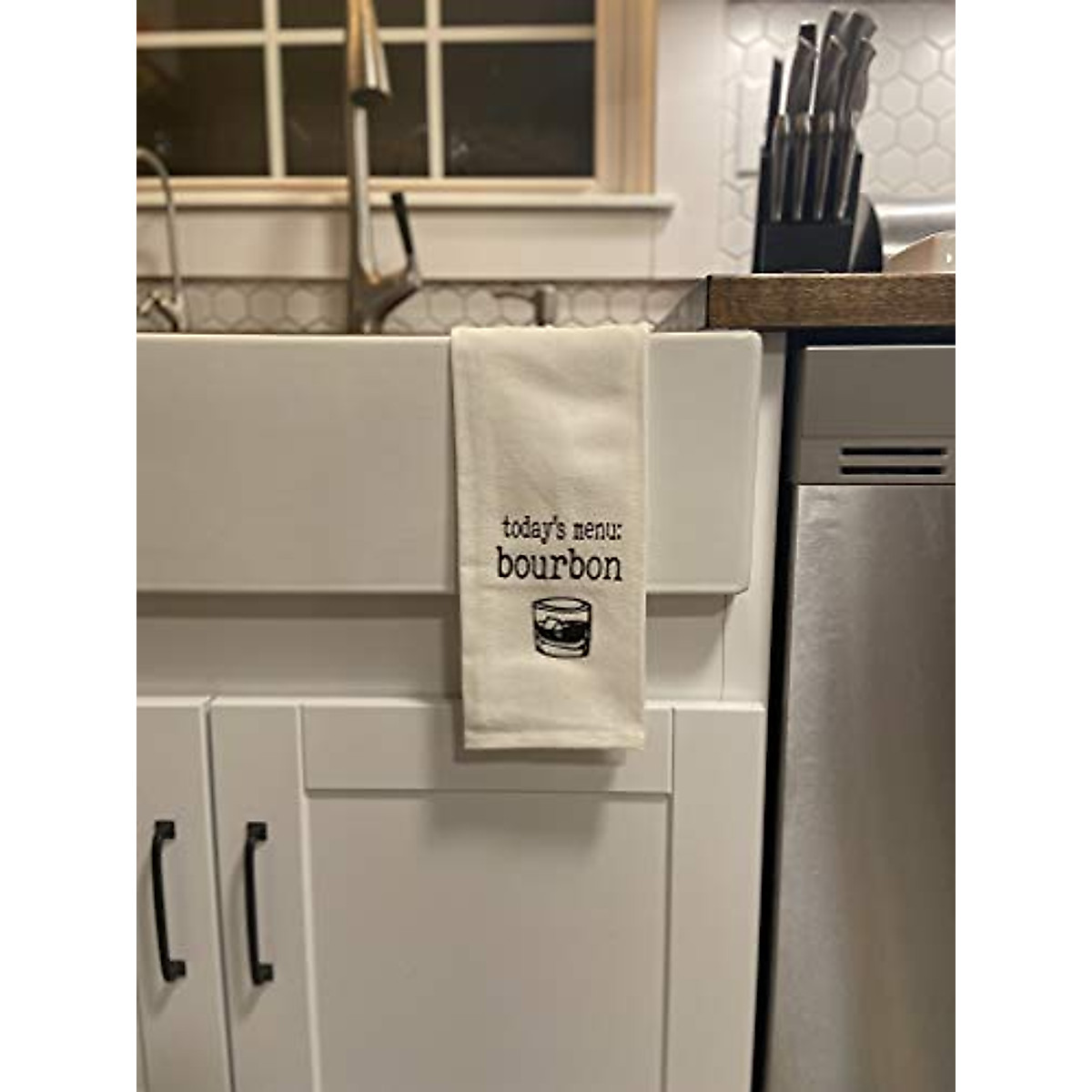 Today's Menu: Bourbon Tea Towel | Dish Towels with Funny Bourbon Whiskey Sayings are Perfect for Home, Bar, or Kitchen | Funny Gift for Old Fashioned Cocktail Lovers