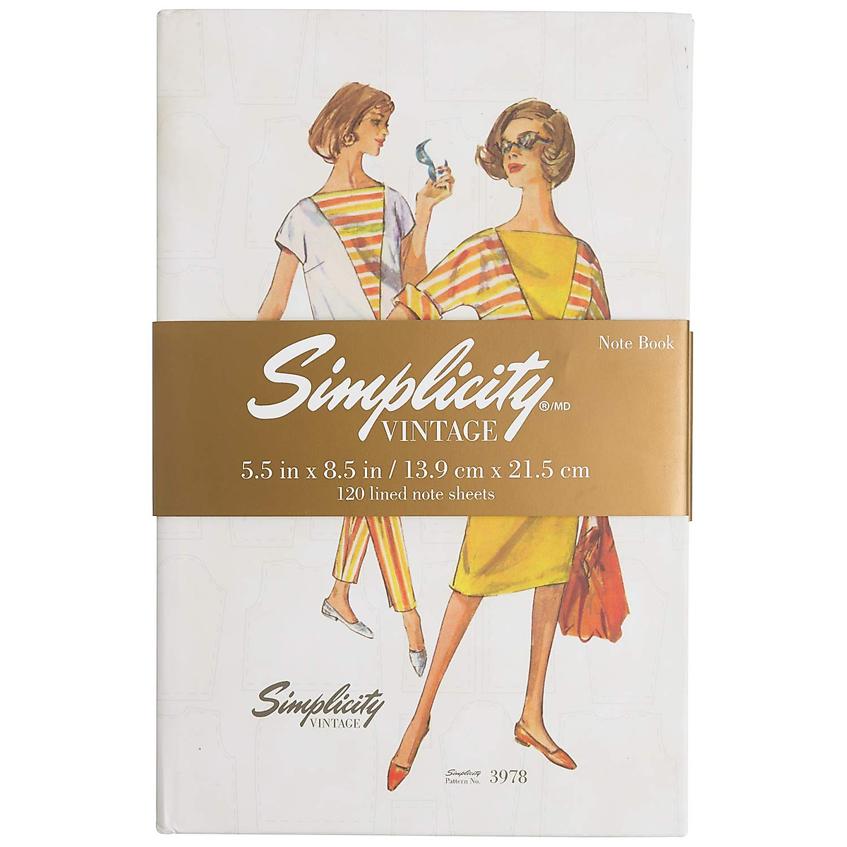 Simplicity Vintage Dress 1950's Fashion Hardcover Notebook Journal for Women, 120 Sheets, 5.5'' x 8.5''