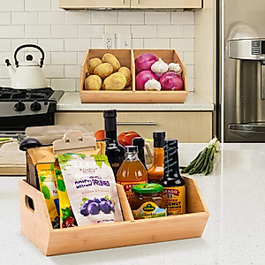 otovioia 2 Set Bamboo Storage Bin, Pantry Organization and Storage Baskets, Kitchen Organization, Potato and Onion Storage Bin - Ideal for Pantry, Countertop, and Vegetable Storage