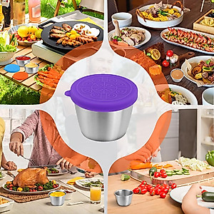 6x1.6/2.4 Oz Condiment Containers with Lids,Salad Dressing Container To Go,Small Reusable Stainless Steel Sauce Containers For Lunch Boxes Picnics Travel Meal Prep Kitchen Storage (6PC-1.6oz)