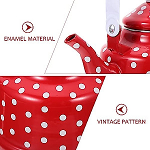 HEMOTON Kettle Stovetop Enameled Teapot Chinese Style Heating Water Kettle with Handle Large Capacity Hot Water Kettle Kitchen Teapot for Stovetop Induction Cooker （ Red ） Red Tea Kettle