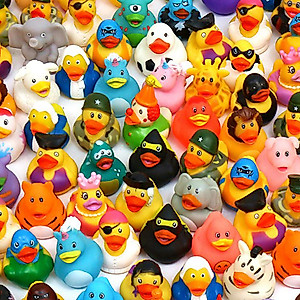 XY-WQ 200 Pack Rubber Duck for Jeeps Ducking - 2" Bulk Floater Duck for Kids - Baby Bath Toy Assortment - Party Favors, Birthdays, Bath Time, and More (50 Varieties)