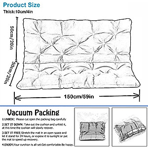 RUFXIEZW Outdoor Bench Cushion, Soft Garden Bench Cushions with Backrest and Ties Non-Slip Bench Pads Waterproof Recliner Replacement Mat for Garden Porch Furniture Patio Pad (Brown 59.0 in*39.7 in)