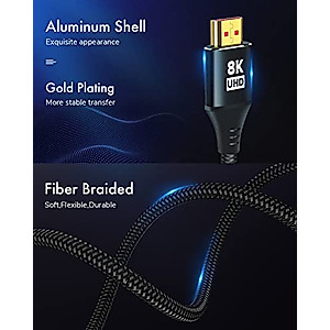 KELink 8K HDMI 2.1 Cable 20FT, 48Gbps Ultra High Speed Black Braided HDMI Cord - Get 4k @ 120Hz On PS5 - Supports 8k @ 60Hz, HDR, eArc, Dolby Vision, & More