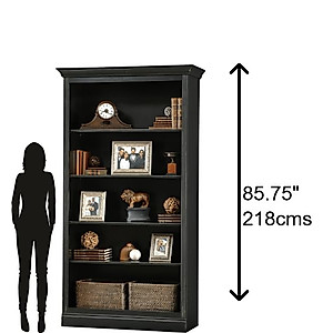 Howard Miller Oxford Wieman Bookcase II - Traditional Style Adjustable, Black Finish Wooden Storage Book Shelf Best for Collectibles, Valued Items, Living Room Office and Home Decor