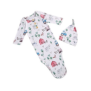 Qiylii Unisex Infant Baby Gown Sleeping Bag Newborn Boy Girl Knotted Sleeper Nighgown Pajamas Coming Home Outfits (C Cute Animal, 0-3 Months)