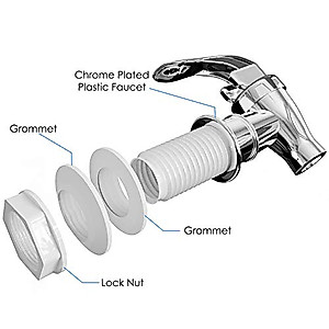 Silver Beverage Dispenser Replacement Spigot - Push Style for Drink Dispensers with Spout - Fits Mason Jar, Glass, and Plastic Pitchers - Ideal for Parties and Events