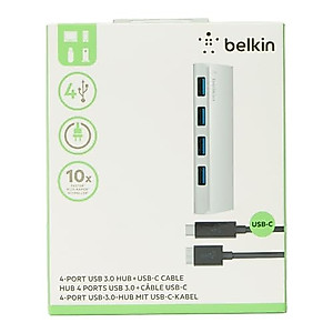 Belkin 4-Port USB-C Hub with Cable - Black (F4U088VF)