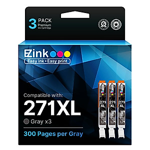 E-Z Ink (TM) Compatible Ink Cartridge Replacement for Canon CLI-271XL CLI 271 XL Compatible with PIXMA TS8020 TS9020 MG7720 Printer (Gray, 3 Pack)