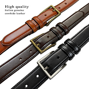 HJ-10 Belts for Men Oil-Tanned Genuine Leather Italian Dress Belt Classic Belt 1-1/8"(30mm) Wide (Tan, 34)