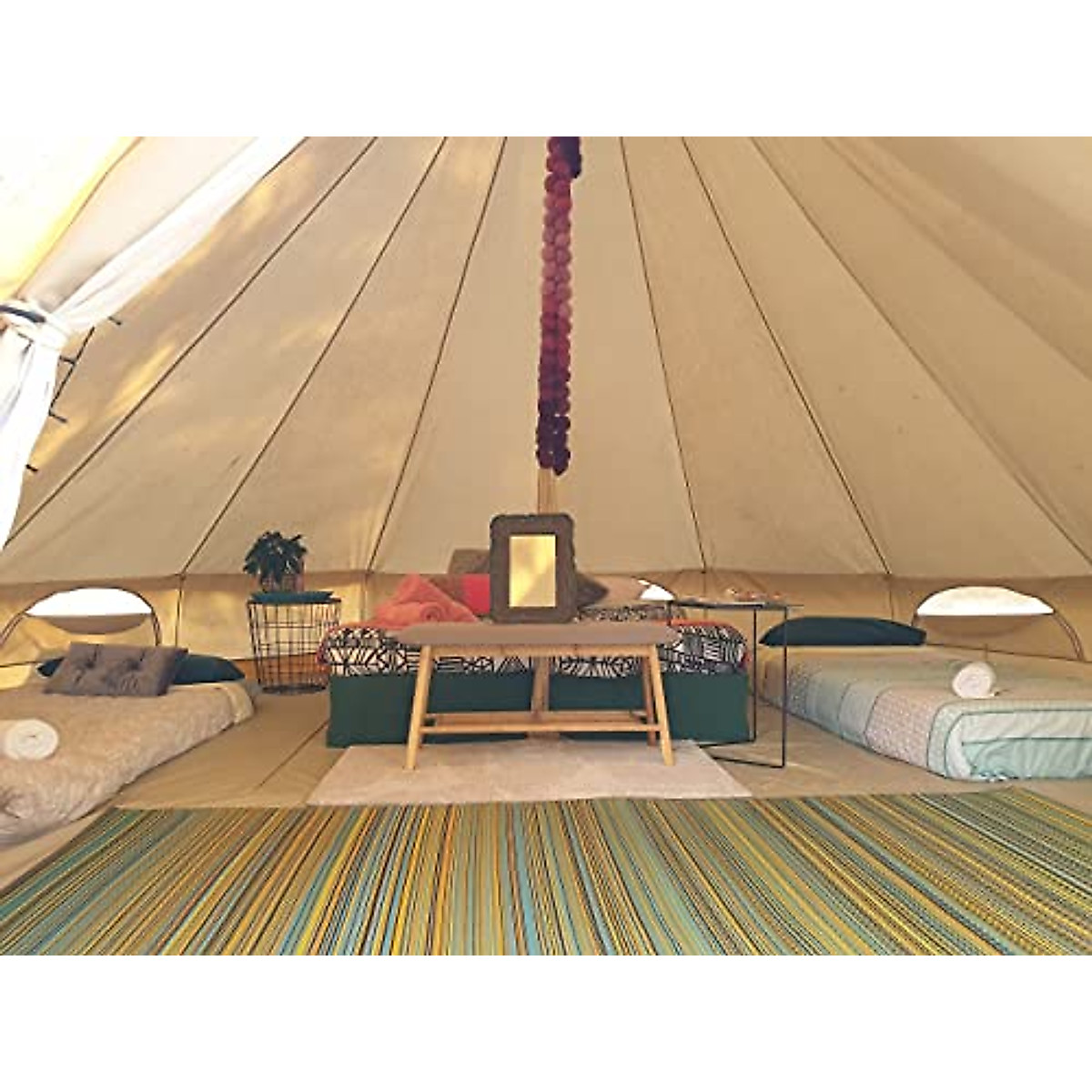 Psyclone Tents Fixed Floor 5m/16.4ft Luxury Bell Tent Outdoor All Weather 8-10 Person Cotton Canvas Yurt Large Tent for Family Camping Glamping Hiking and Festivals