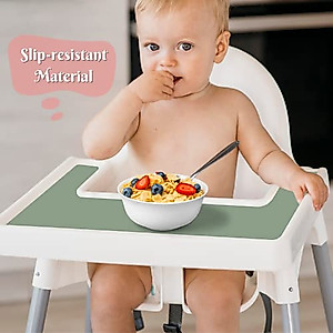 Kalovin High Chair Placemat for IKEA Antilop Baby High Chair, Silicone Placemats, High Chair Tray Finger Foods Placemat for Babies, Toddlers (Sage)