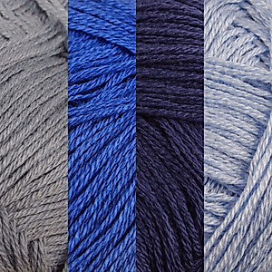 JubileeYarn Baby Soft Bamboo Cotton Yarn - 50g/Skein - Shades of Blue - 4 Skeins