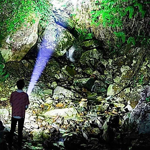 Five Explosion LED Flashlight Super Bright Rechargeable Camping Flashlight Table Lamp 4 Modes with COB Work Light, IPX6 Waterproof, Powerful Handheld Flash Light for Emergencies, Camping, Hiking