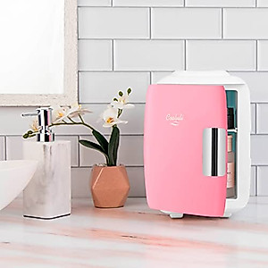 Cooluli Skincare Mini Fridge for Bedroom - Car, Office Desk & Dorm Room - Portable 4L/6 Can Electric Plug In Cooler & Warmer for Food, Drinks, Beauty & Makeup - 12v AC/DC & Exclusive USB Option, Pink