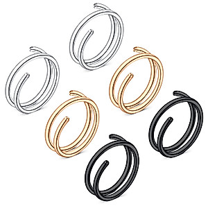 QWALIT Nose Rings Hoops Nose Hoops Double Nose Ring for Single Piercing Double Hoop Nose Ring Double Nose Ring Hoop Double Loop Nose Ring Spiral Nose Hoops