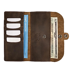 Hide & Drink, Folio Wallet, Holds Up to 4 Cards Plus Flat Bills & Coins, Card Holder, Travel Case, Full Grain Leather, Handmade, Bourbon Brown