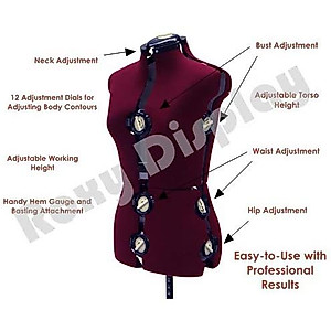 Female Adjustable Dress Form for Sewing - (JF-FH-2)12 Dial Fabric Female Adjustable Body Form with Base (Small)