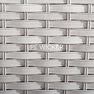 Joyside Outdoor Swivel Rocker Patio Chairs Set of 2 and Matching Side Table - 3 Piece Wicker Patio Bistro Set with Premium & Soft Fabric Cushions(Light Grey/Blue)