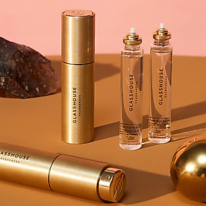 Glasshouse Fragrances Kyoto In Bloom Eau De Parfum Gift Set, 3 Perfumes + Refillable Twist & Spray Atomizer, Camellia & Lotus Scent, Travel Size, 3 x 0.64 Fl Oz