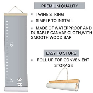 Morxy Canvas Growth Chart for Kids - Unisex Kids Room Wall Decor - Measuring Height Chart- Wall Tape with Height Chart for Kids (Loved Beyond Measure Gray)